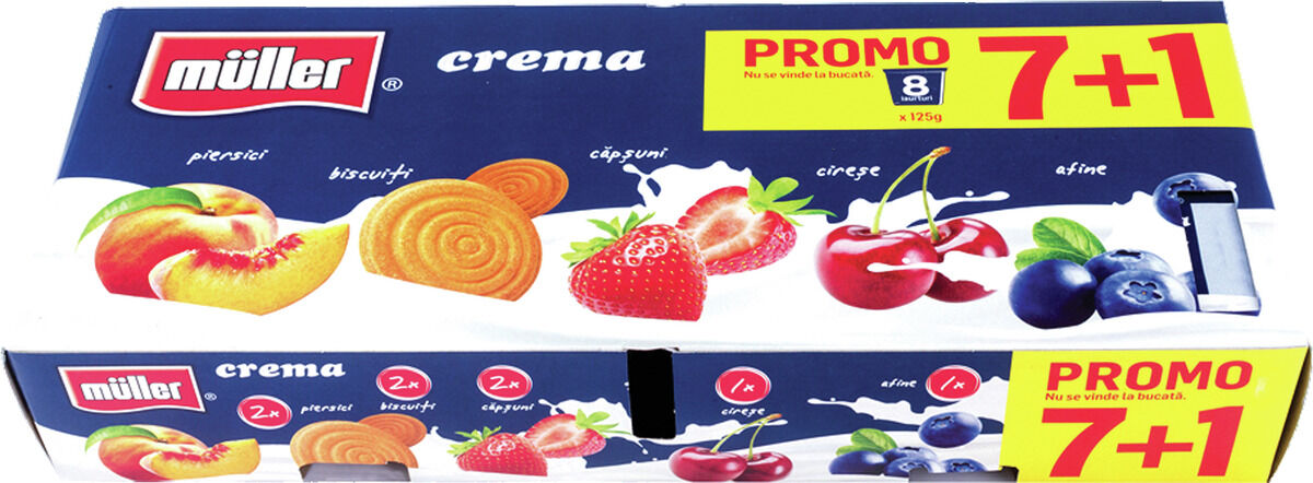 MULLER CREMA IAURT 2 AROME CAPSUNI/PIERSICI 125G 7+1 | Selgros Romania